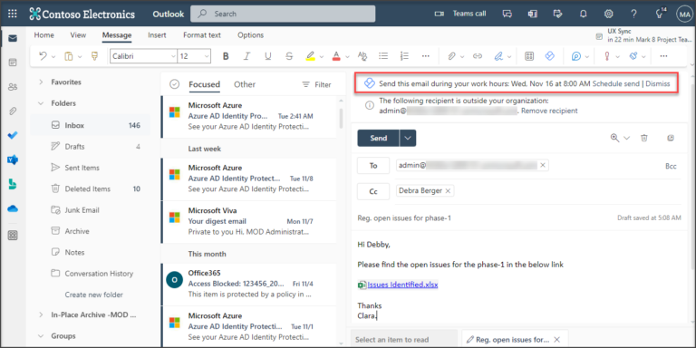 Schedule Send Suggestions in Outlook