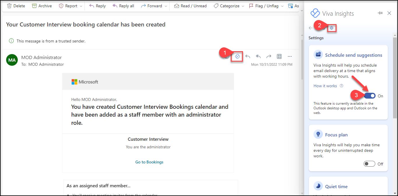 Schedule Send Suggestions in Outlook
