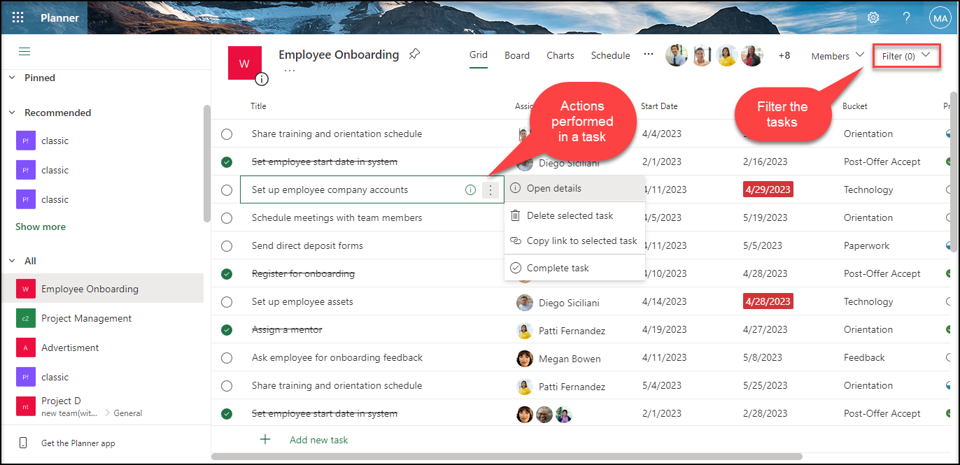 Microsoft introduces Grid View in Planner