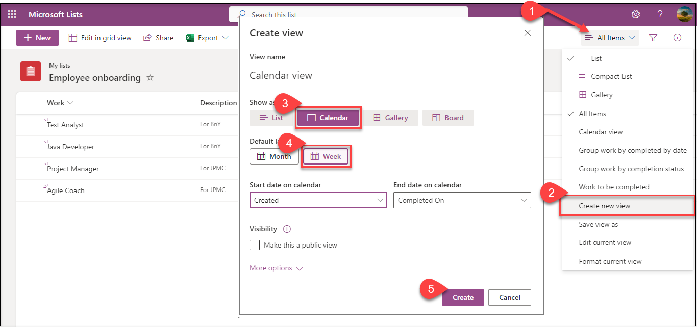 Week Layout supported in Microsoft Lists Calendar view