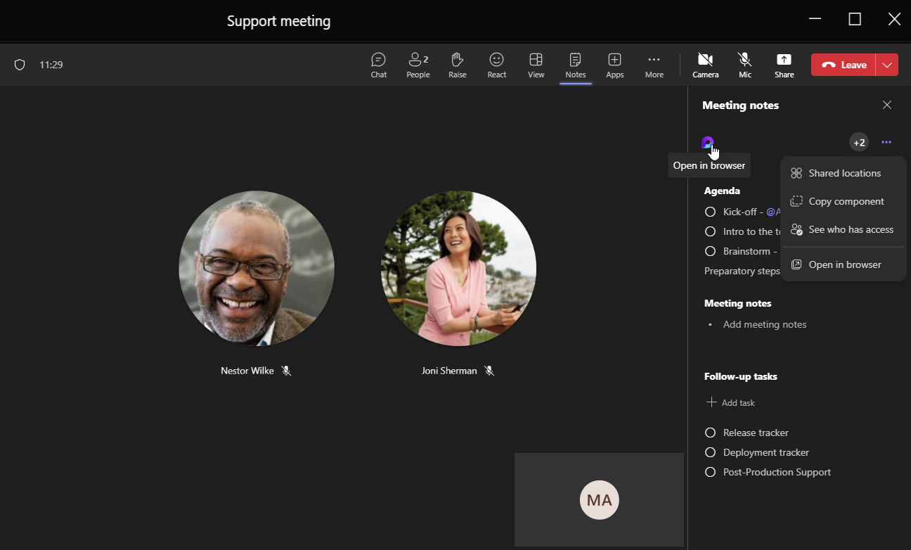 Collaborative Meeting Notes in Microsoft Teams Meetings