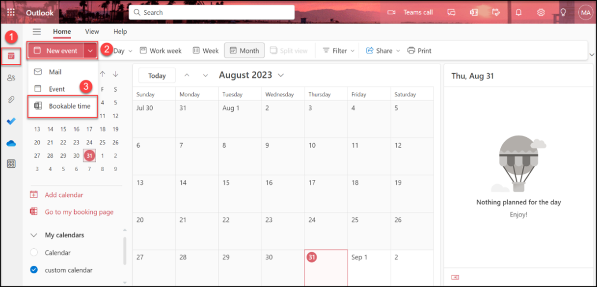 Know how Custom bookable time works in Outlook