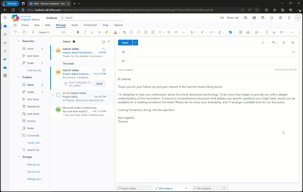 Role of Copilot in Outlook
