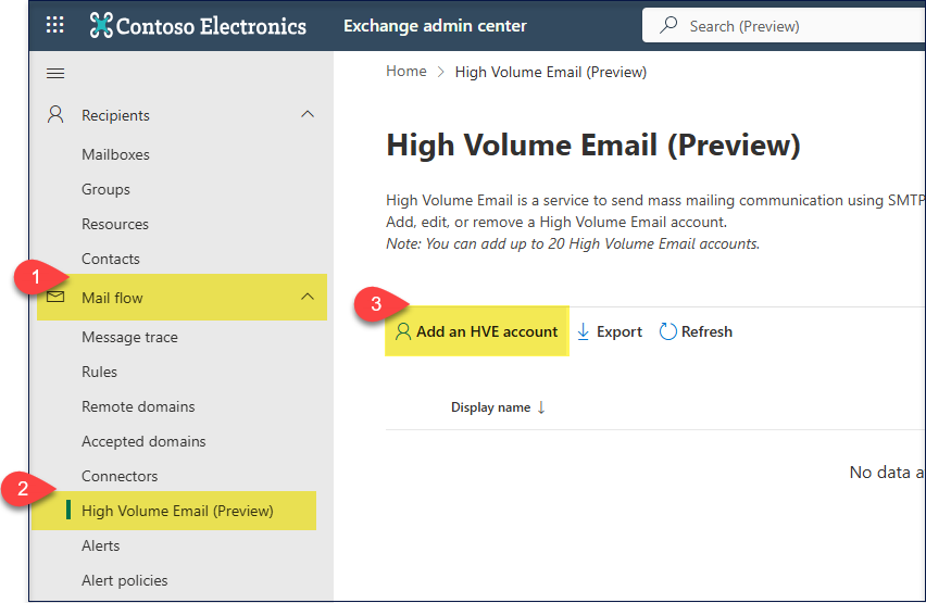 How to create a High Volume Email Account in Exchange Online