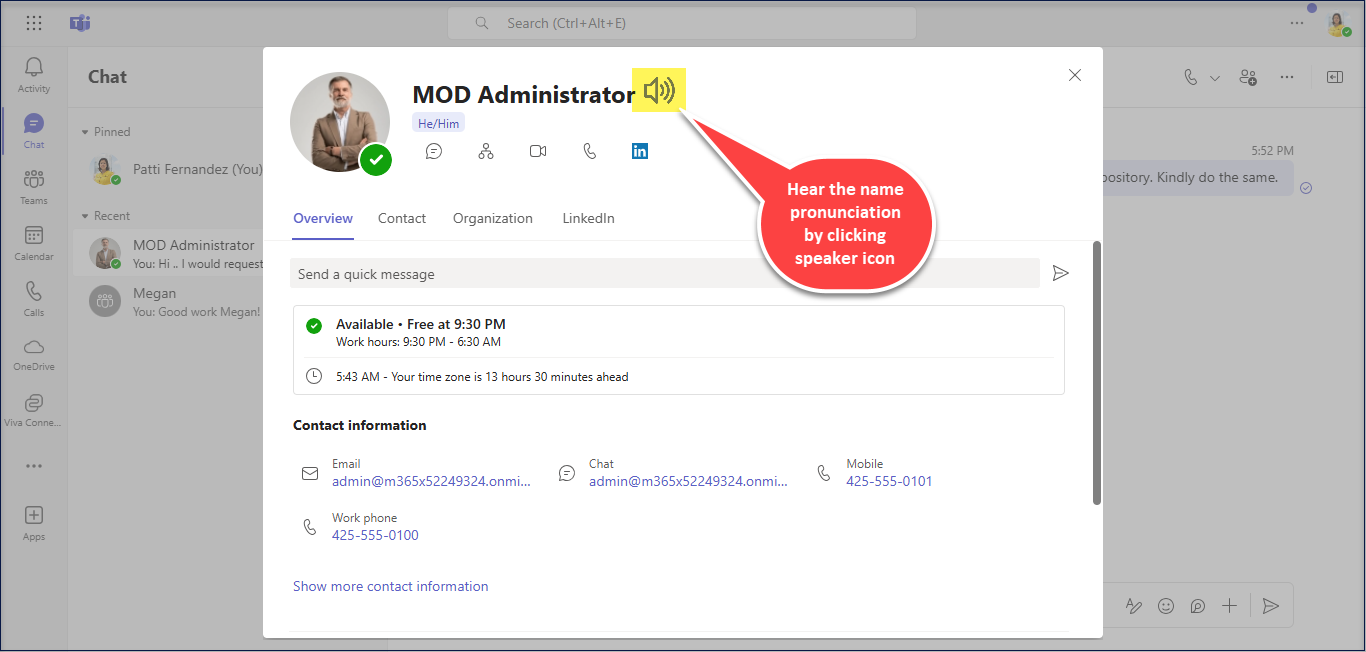 Add name pronunciation to your Teams & Outlook profile card
