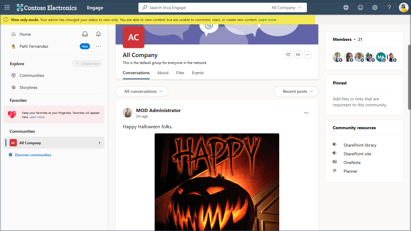 A New Feature to Manage Users with View-Only Mode in Viva Engage