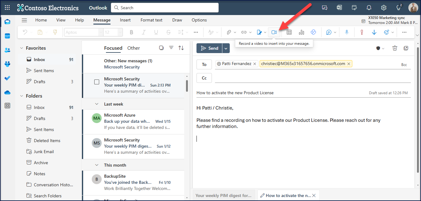 Stream video recordings in Outlook