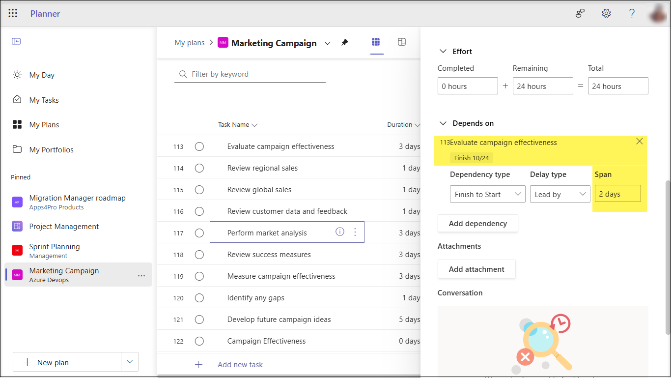 Microsoft Planner: Task Dependencies, Critical Path & Portfolios