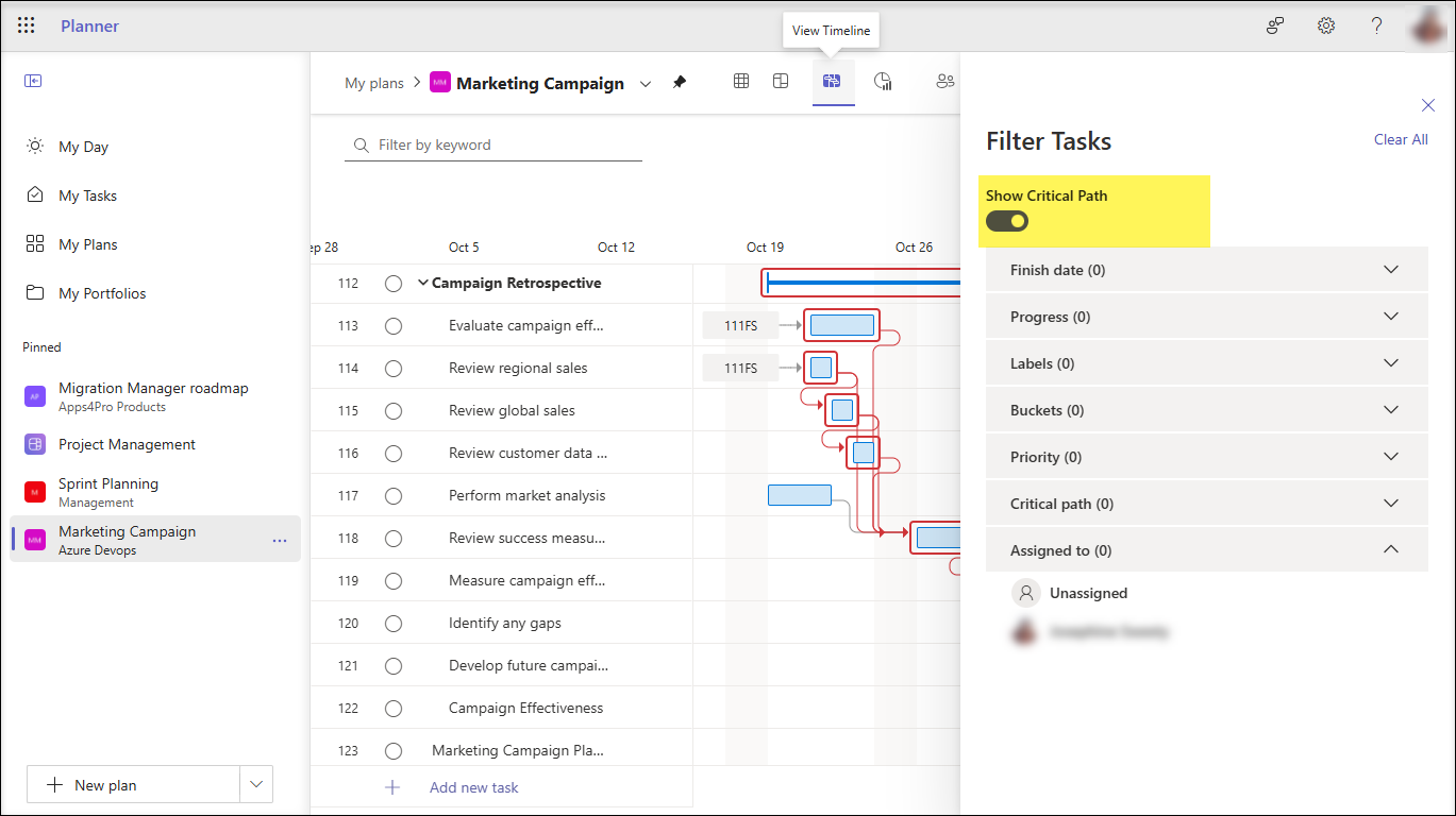 Microsoft Planner: Task Dependencies, Critical Path & Portfolios