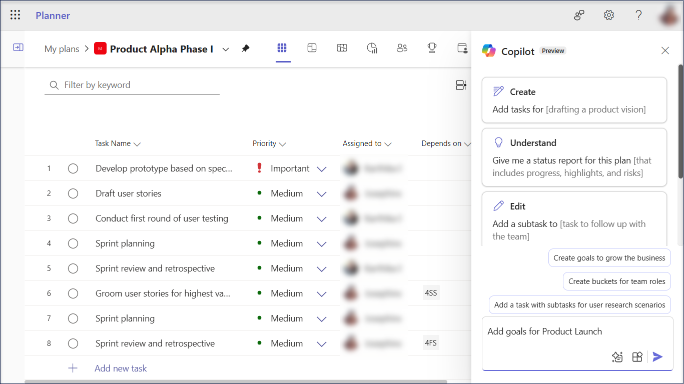 How Copilot Helps You in Microsoft Planner